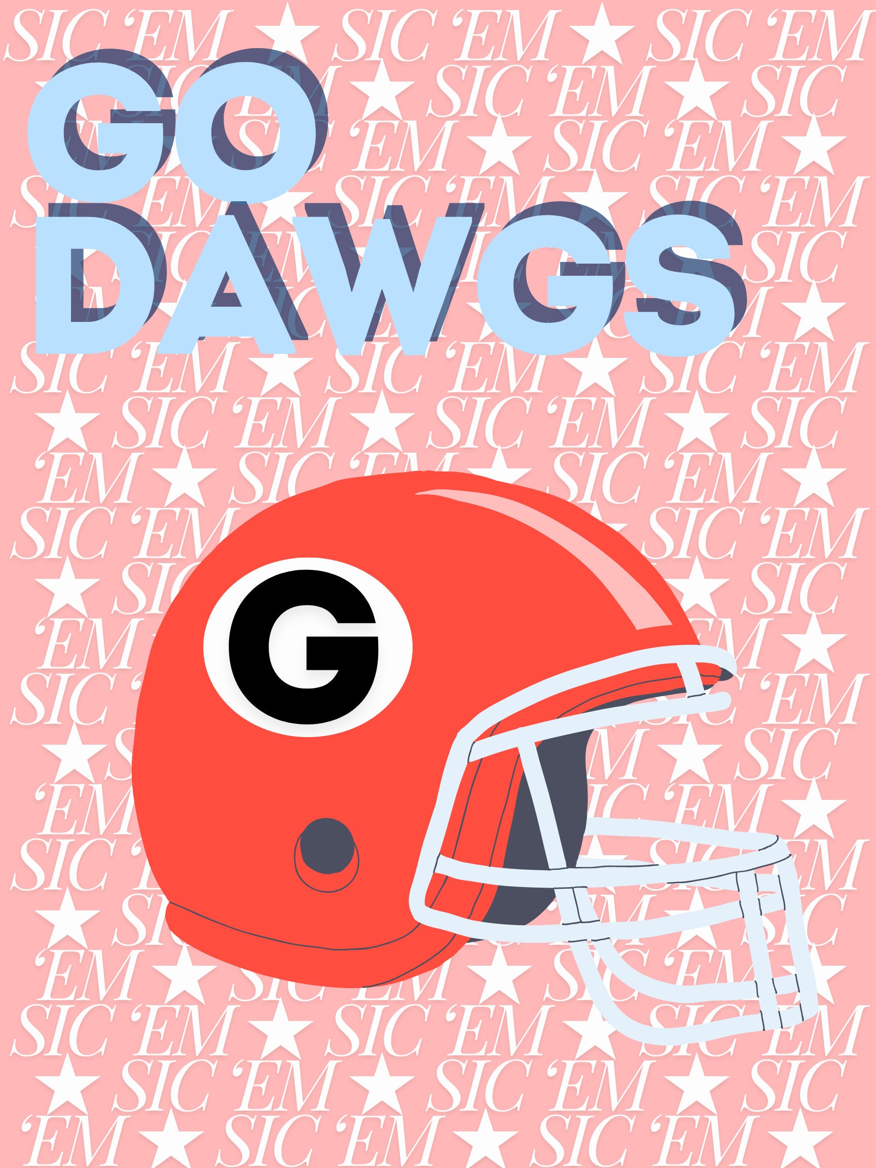 University of Georgia Pink and Blue UGA Dorm Art Print Wall Hanging - Etsy