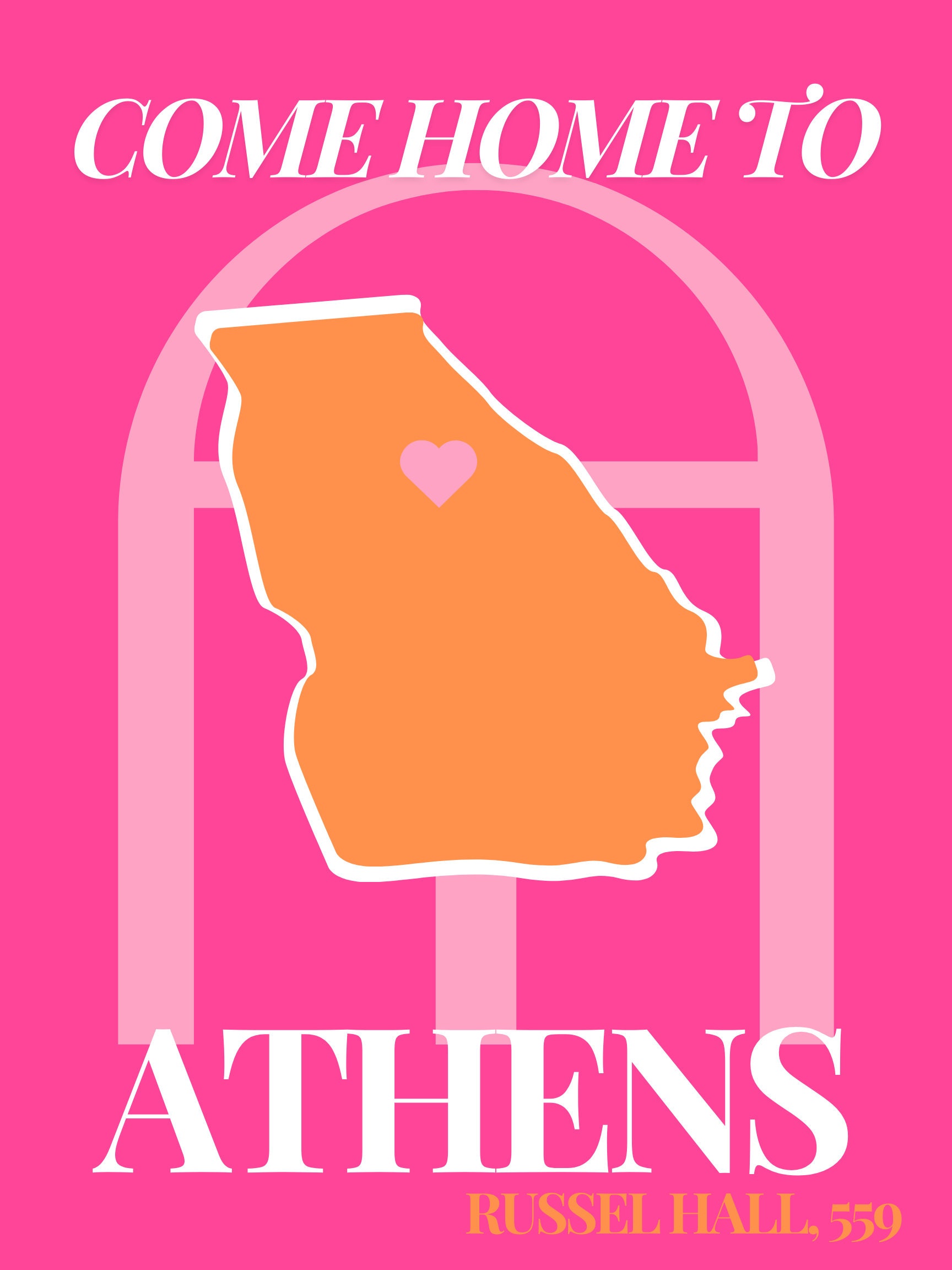 UGA Pink and Orange Dorm Decor Wall Print - Etsy