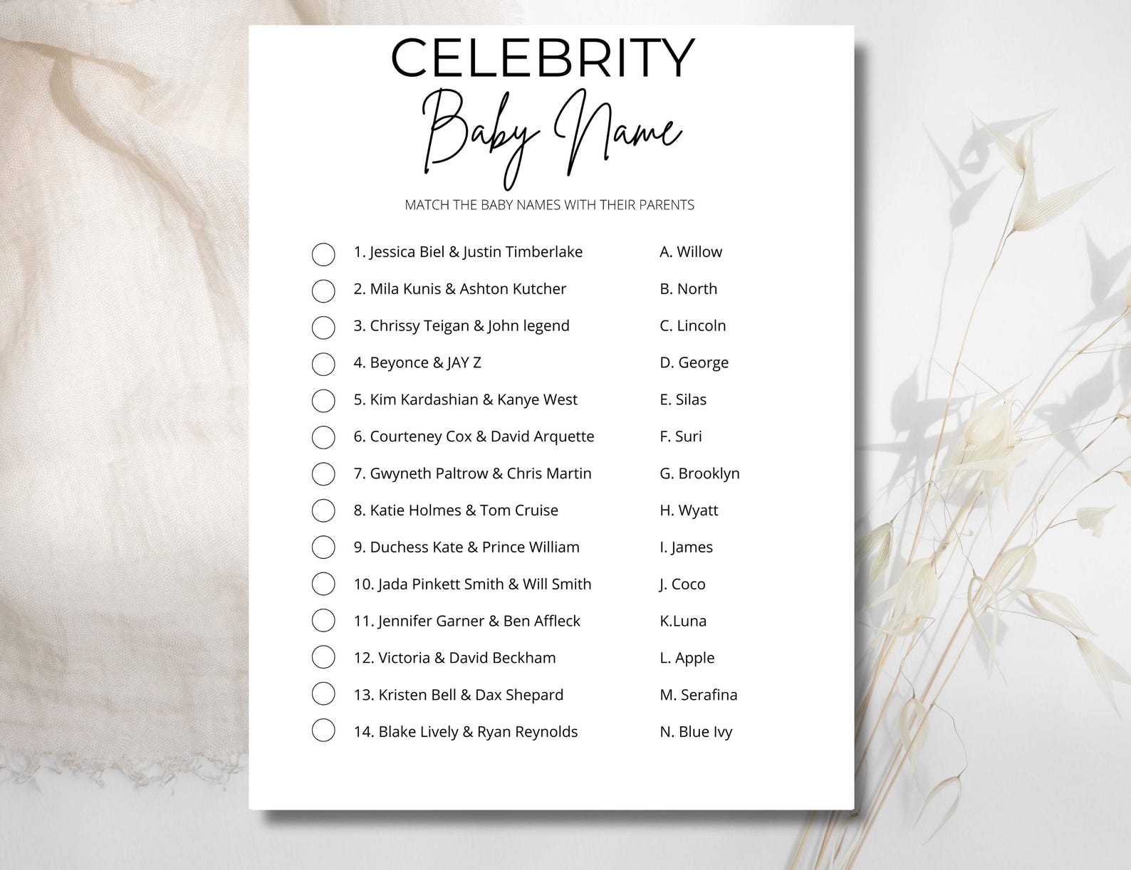 Celebrity Baby Name Game, Baby Shower Game, Celebrity Baby Games, Baby ...