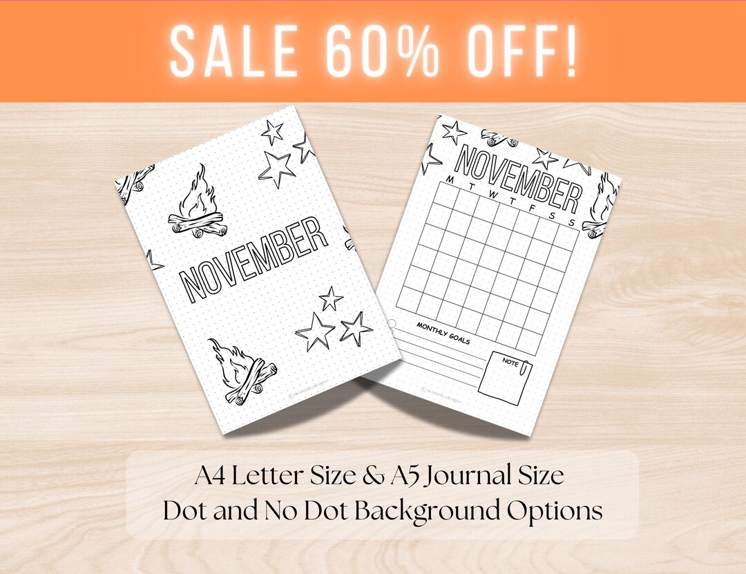 November Printable Title Page and Calendar, Journal Cover and Monthly ...
