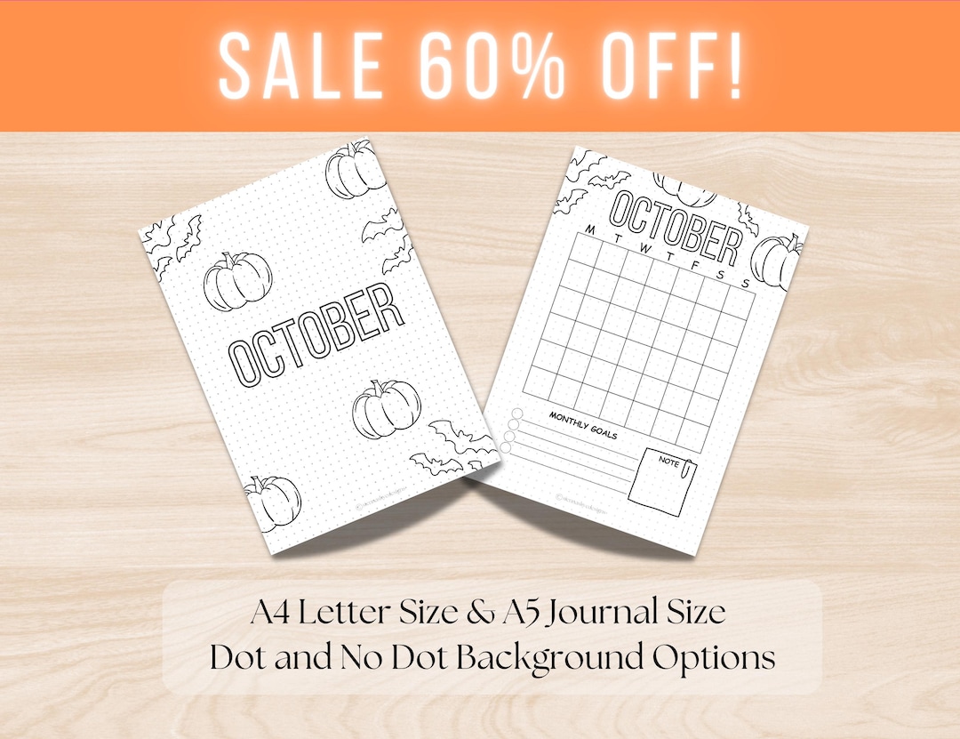 October Printable Title Page and Calendar, Journal Cover and Monthly ...