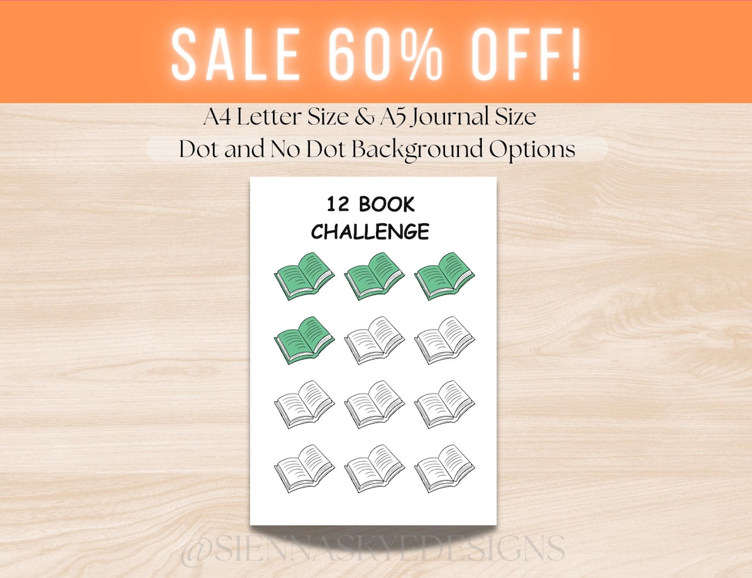 12 Book Challenge Tracker: Printable Reading Log (PDF) - Etsy