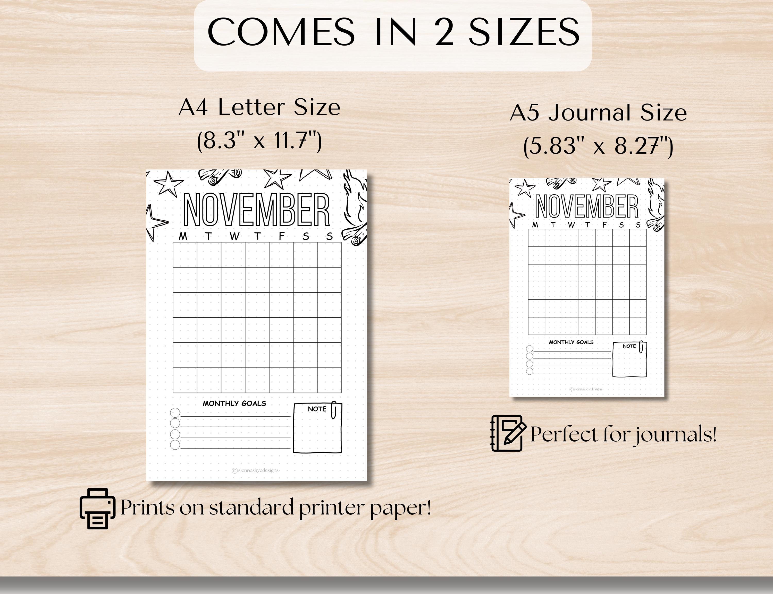 November Printable Title Page and Calendar, Journal Cover and Monthly ...