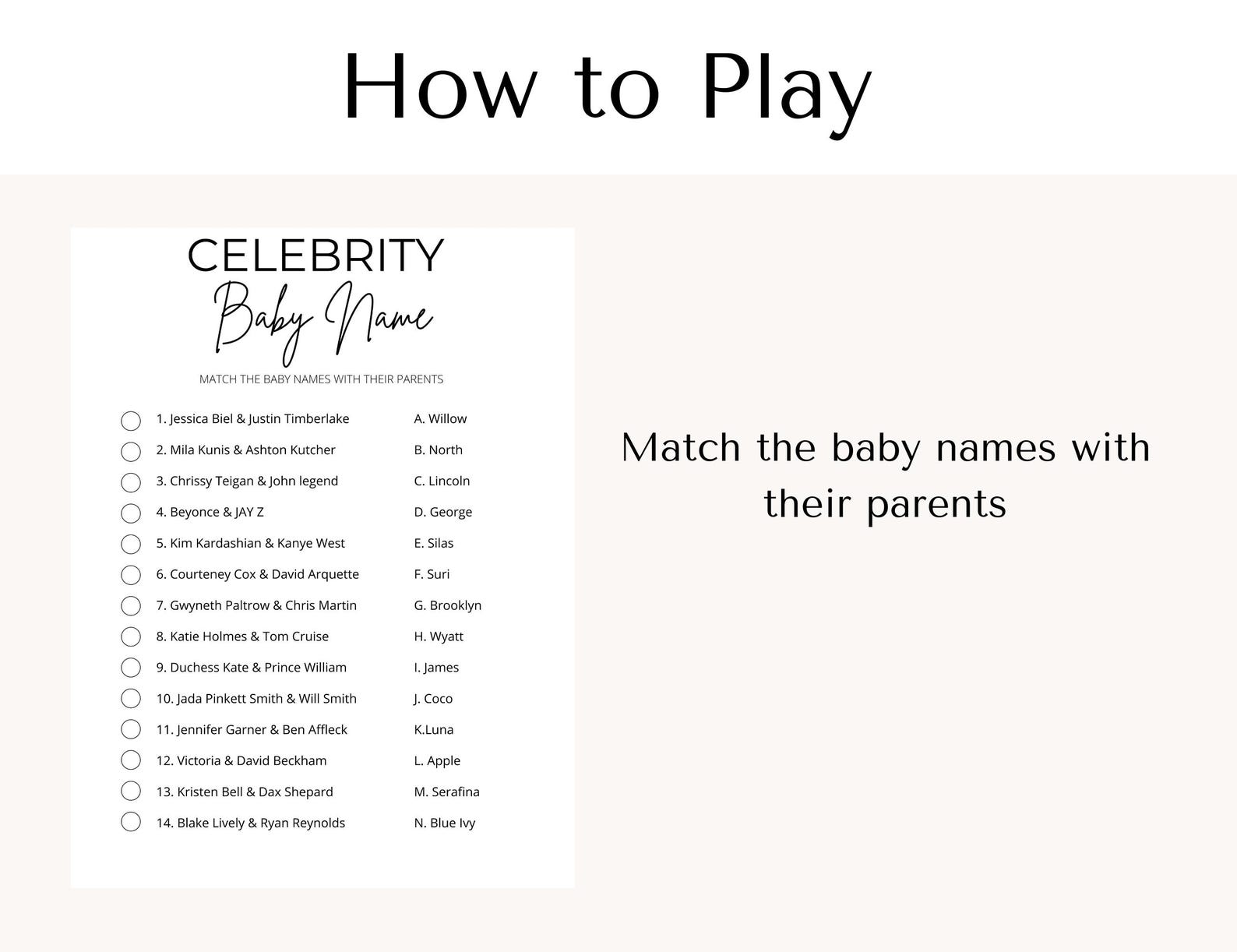 Celebrity Baby Name Game, Baby Shower Game, Celebrity Baby Games, Baby ...