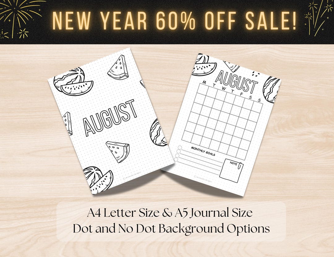 August Printable Title Page and Calendar, Journal Cover and Monthly ...