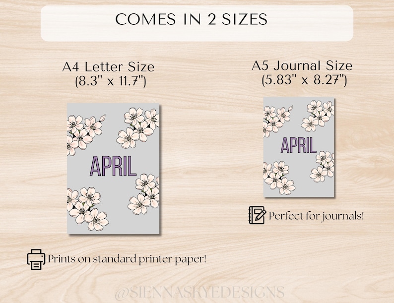 Cherry Blossom April Journal Bundle: Pre-colored Planner (digital ...
