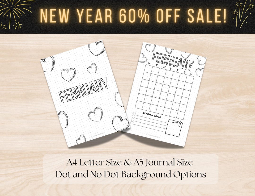 February Printable Title Page and Calendar, Journal Cover and Monthly ...