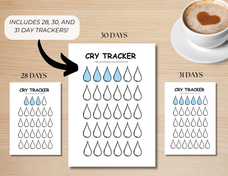 Monthly Cry Tracker Printable: Mood & Emotion Journal (digital Download ...