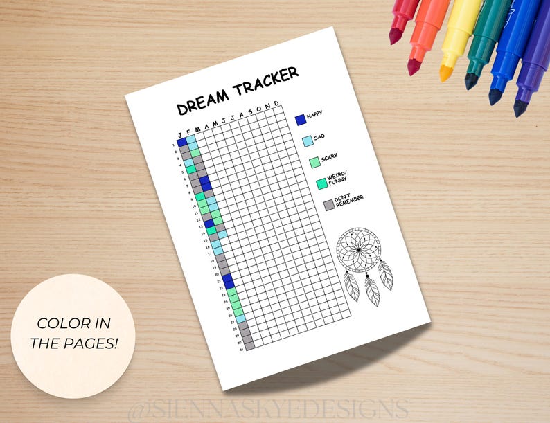Dream Tracker Printable: Sleep Journal, Lucid Dreaming Log (PDF ...