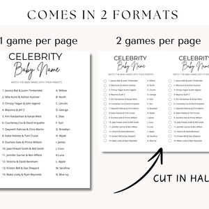 Celebrity Baby Name Game: Minimalist Baby Shower Activity (instant ...