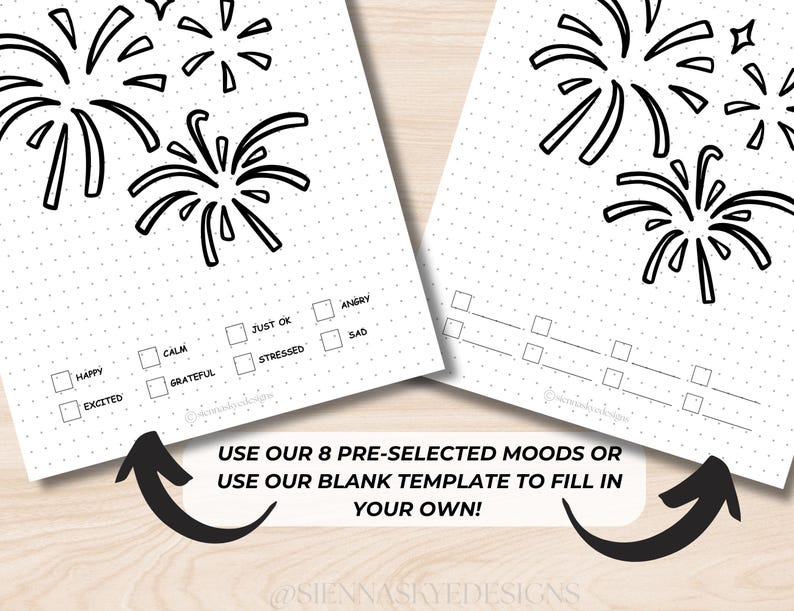 Fireworks Mood Tracker, PRINTABLE Journal Page, 31 Day Planner Page ...