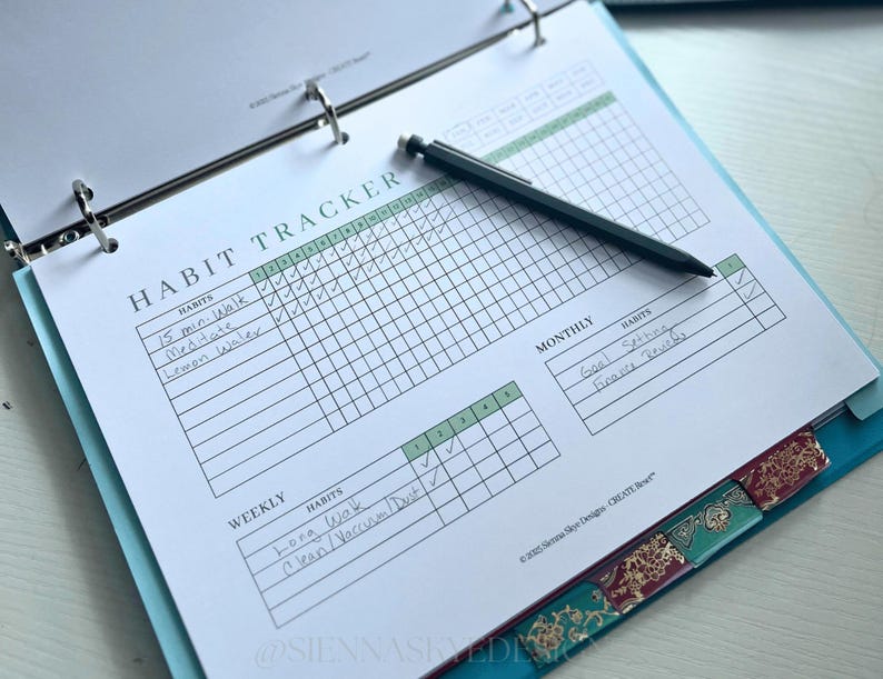 Mindful Habit Tracker + Habit Building Guide | Printable A4 Letter, A5 ...