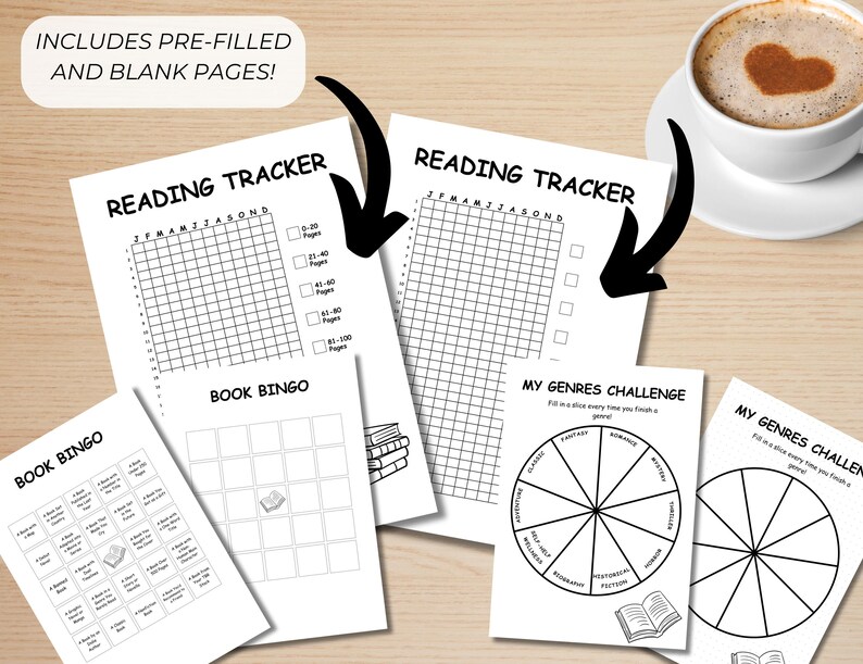Book Lover's Reading Journal Bundle: Trackers, Challenges, Logs ...