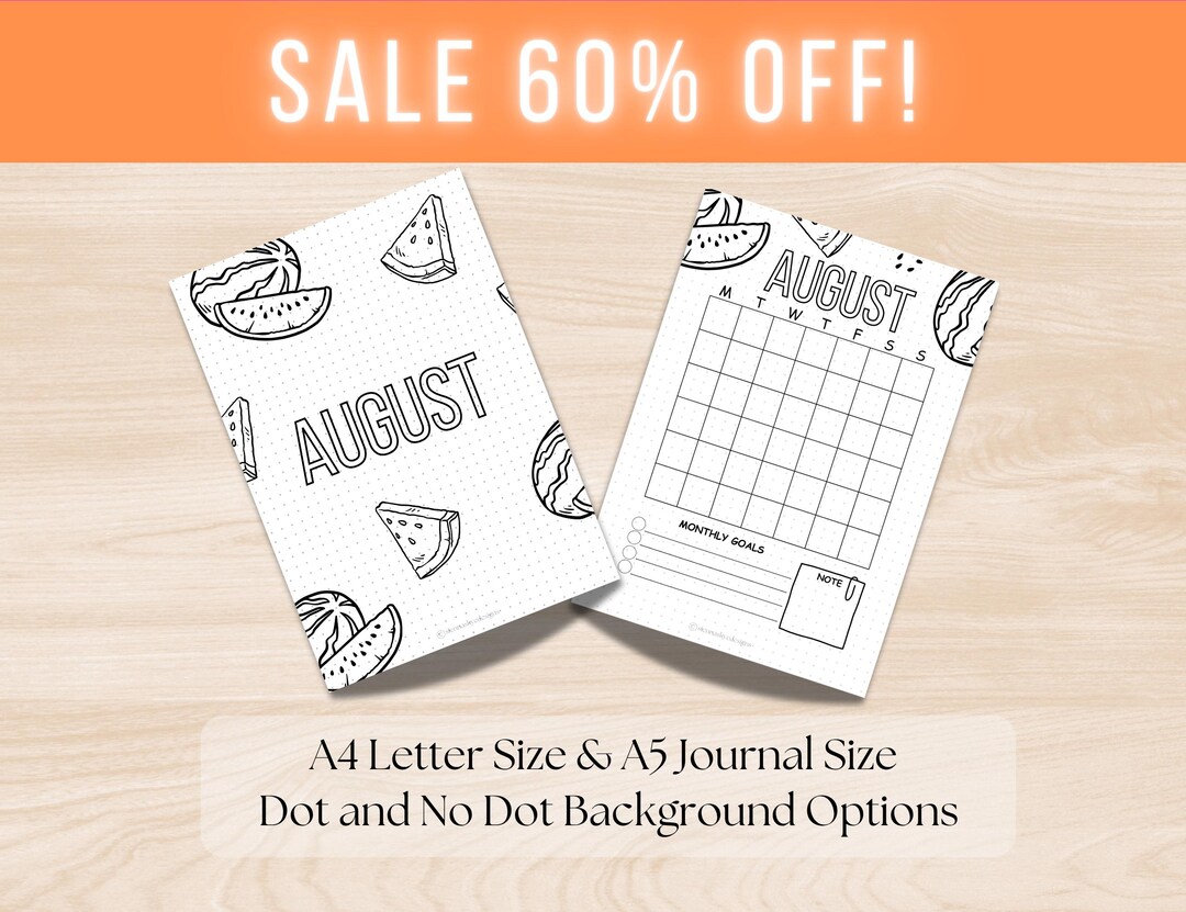 August Printable Title Page and Calendar, Journal Cover and Monthly ...