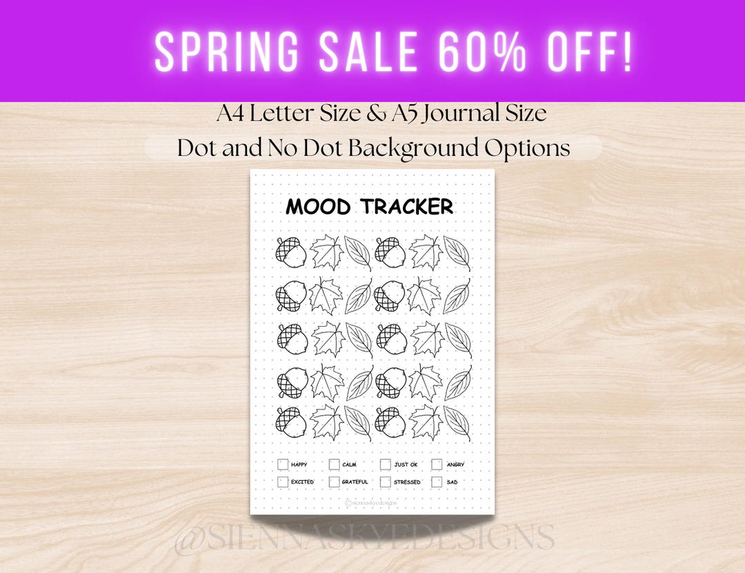 Leaves Mood Tracker, PRINTABLE Journal Page, 30 Day Planner Page ...