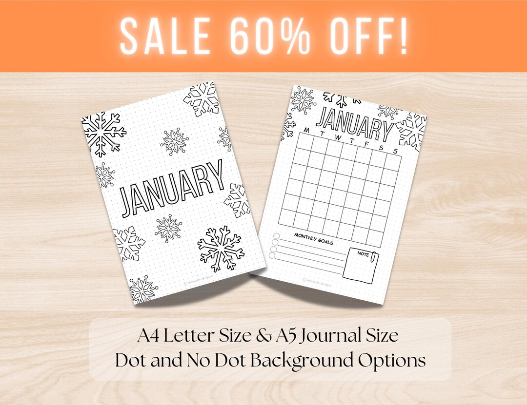 January Printable Title Page and Calendar, Journal Cover and Monthly ...