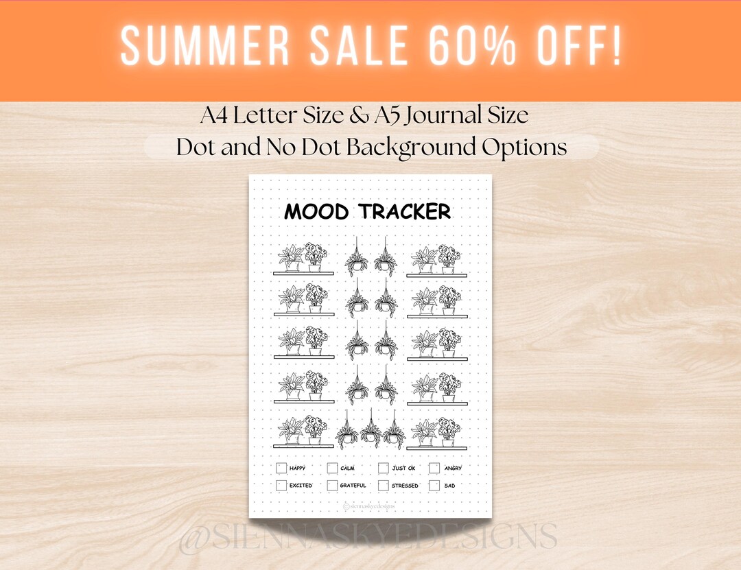 Plants Mood Tracker, PRINTABLE Journal Page, 31 Day Planner Page, May ...