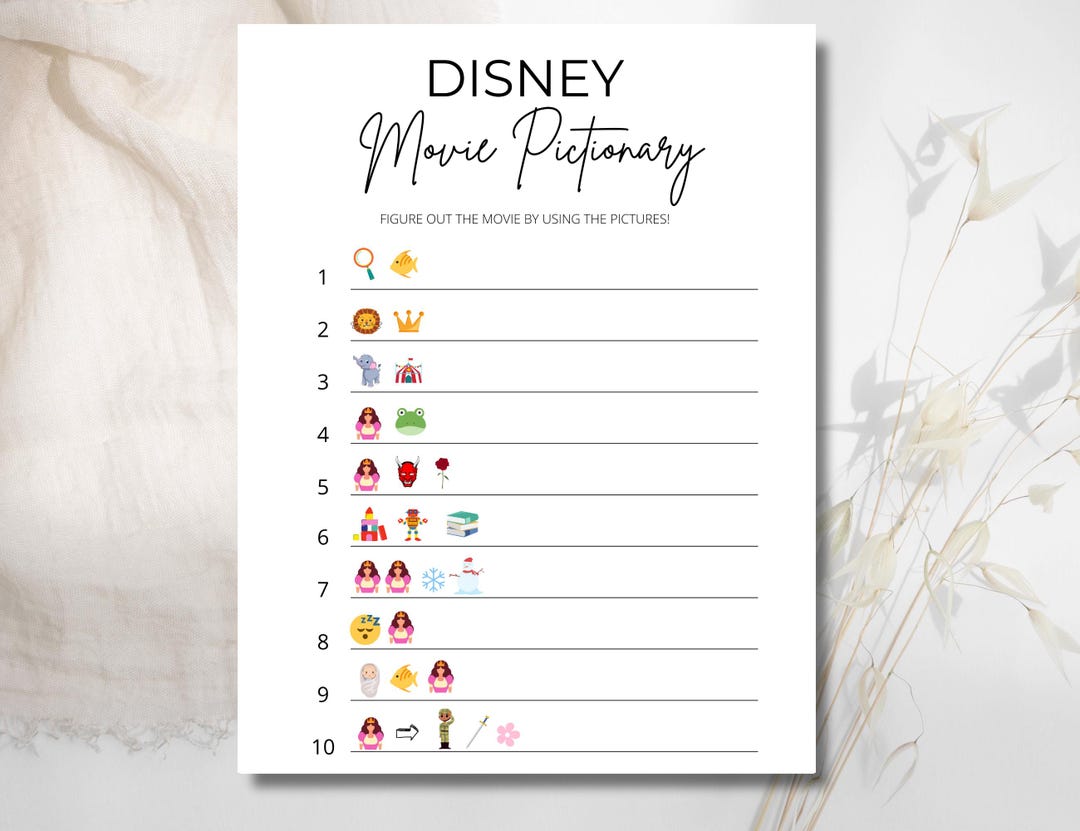 Emoji Pictionary Baby Shower Game, Disney Movies Pictionary Game, Movie ...