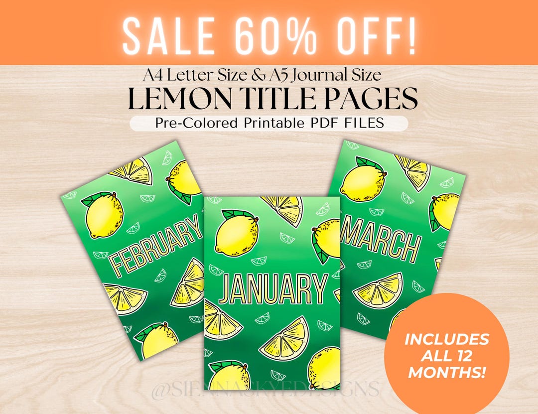 Lemon Planner Title Pages: Printable Journal Dividers (A4/A5 Digital ...