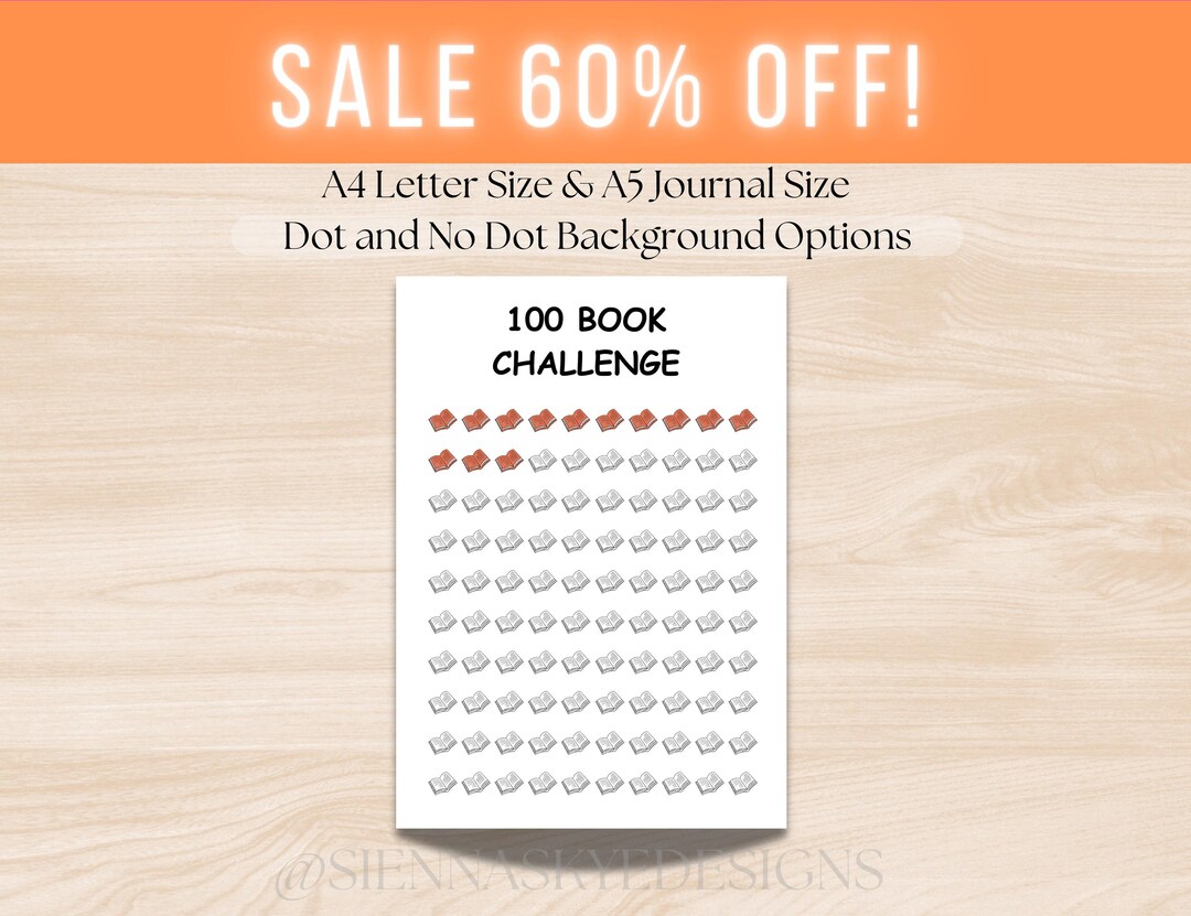 100 Book Challenge Tracker | Printable & Digital Reading Log | Book ...