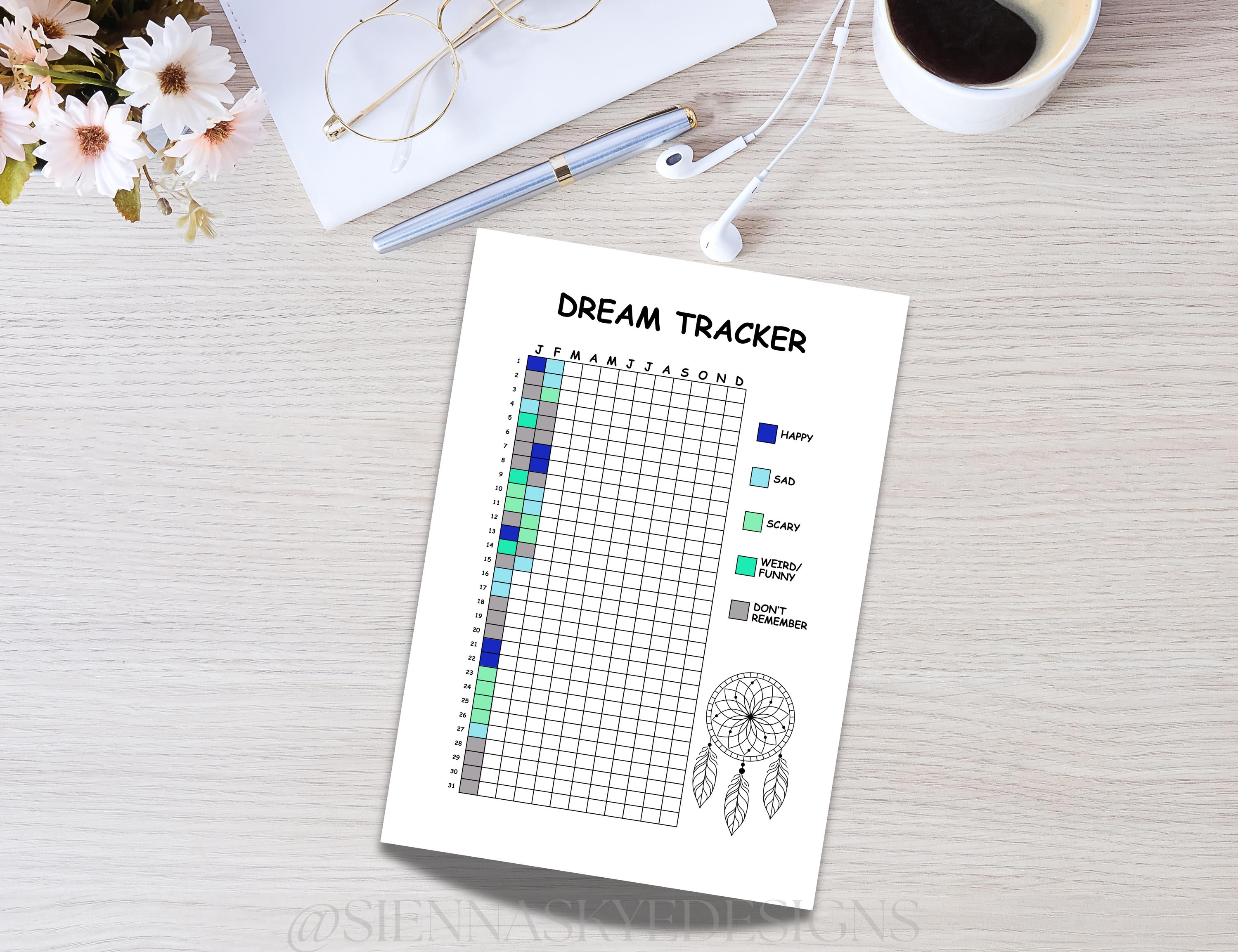 Dream Tracker Printable: Sleep Journal, Lucid Dreaming Log (PDF ...