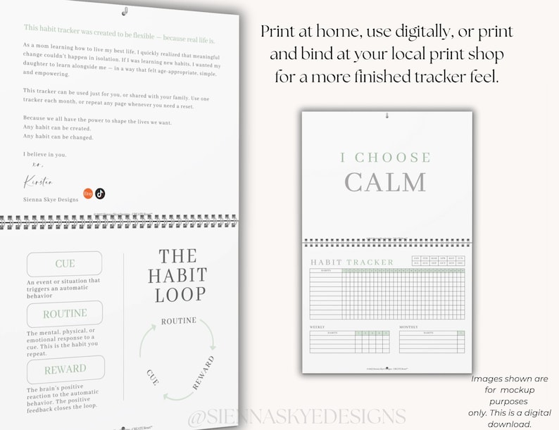Mindful Habit Tracker + Habit Building Guide | Printable A4 Letter, A5 ...