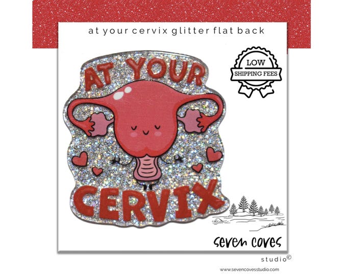 44mm-at YOUR CERVIX Doctor/nurse Theme Acrylic Resin Flat Back Glitter ...