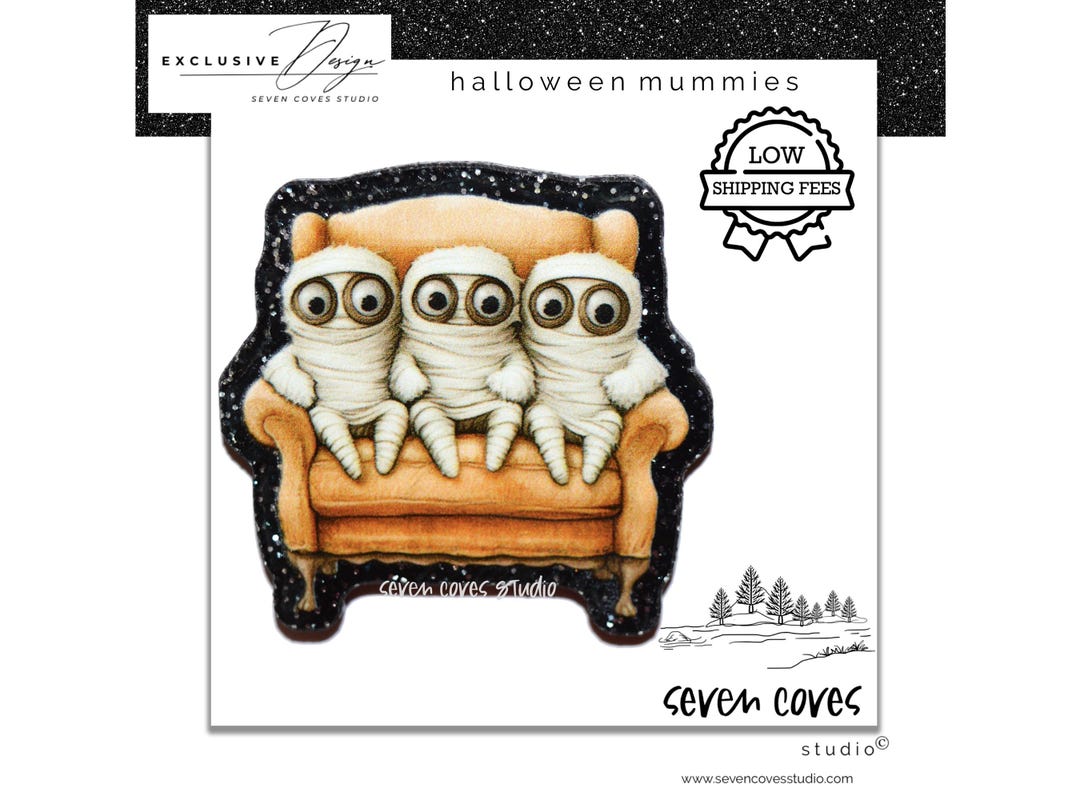 41mm-halloween MUMMIES on a COUCH Badge Reel Supplies, Acrylic Resin ...