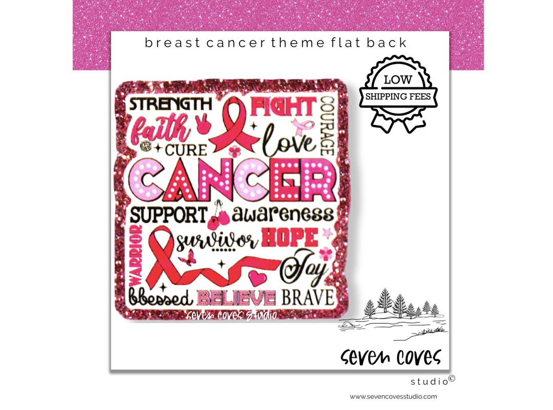 GLITTER ACRYLIC FLATBACK, Breast Cancer Awarenetss, Planar Resin ...