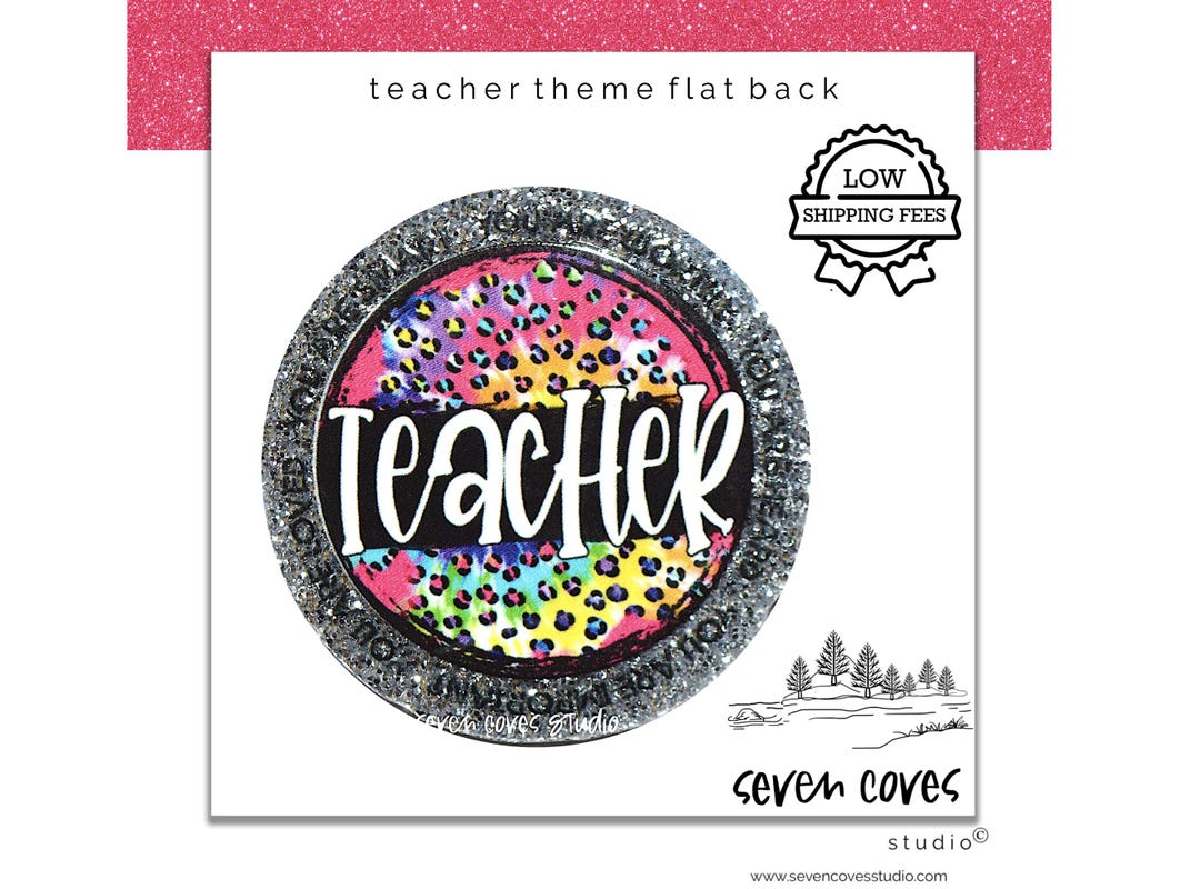 40mm-round TEACHER THEME Badge Reel Supplies, Acrylic Resin Flat Back ...