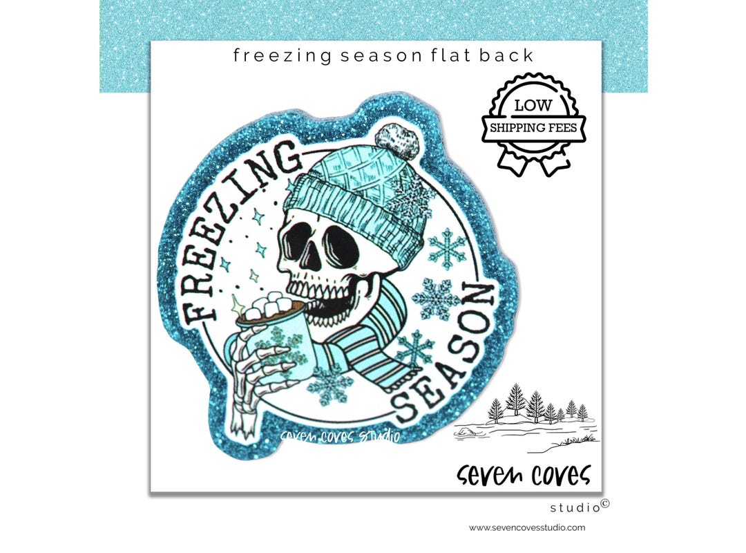 GLITTER ACRYLIC FLATBACK, Freezing Season Skeleton, Planar Resin ...