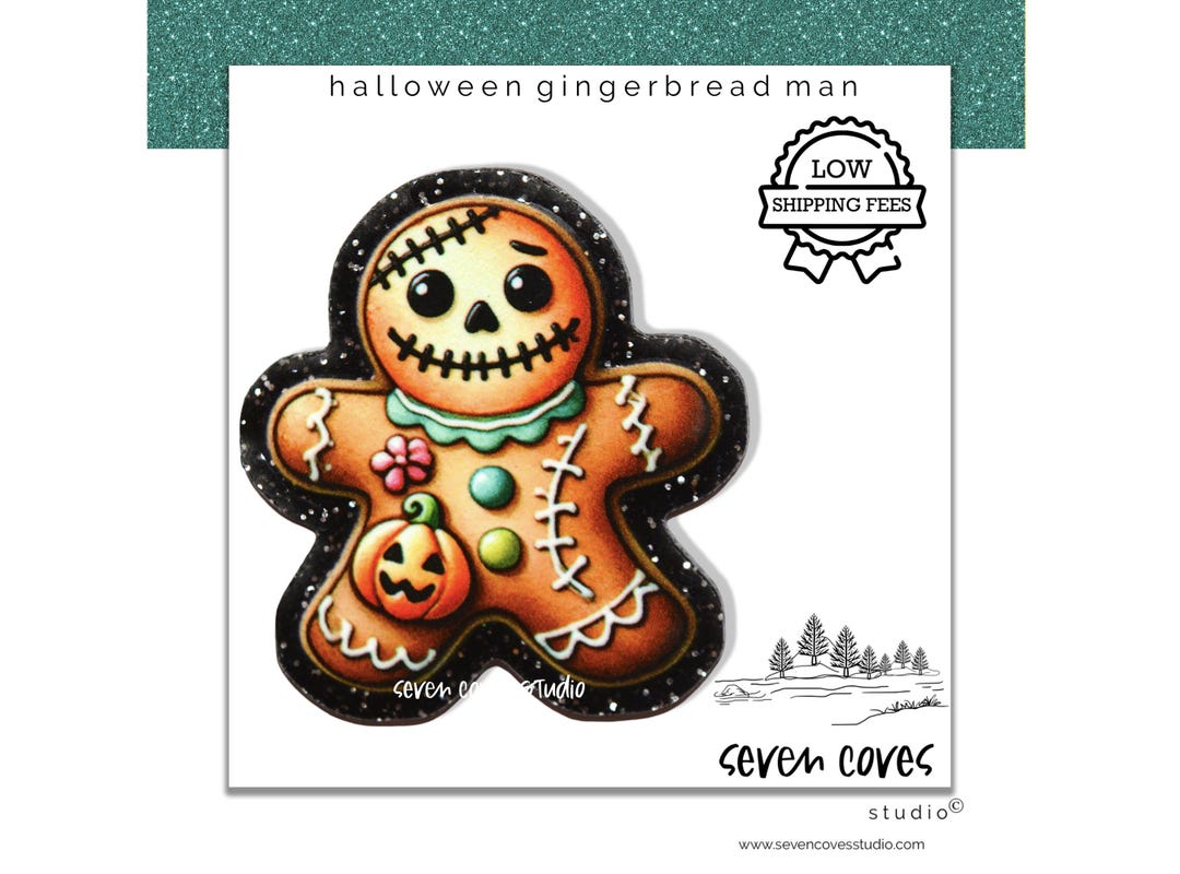 GLITTER ACRYLIC FLATBACK, Day of the Dead Gingerbread Man, Planar Resin ...