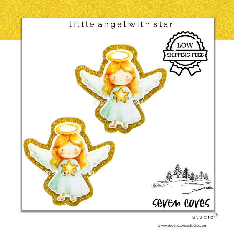 CUTE LITTLE ANGEL Badge Reel Diy Embellishment Supply, Glitter Planar ...