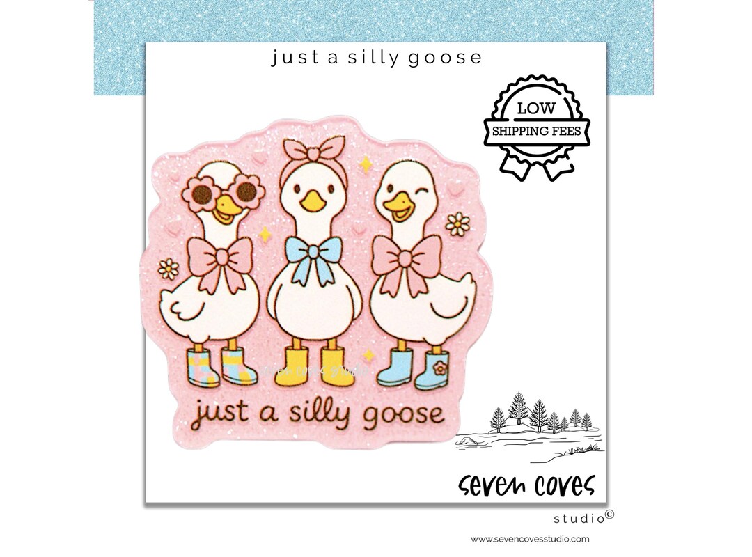 GLITTER ACRYLIC FLATBACK, Just A Silly Goose, Planar Resin Cabochons ...