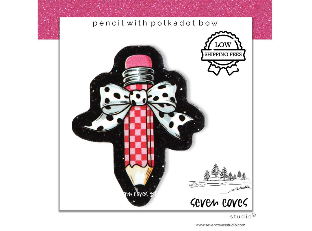 PINK PENCIL With COQUETTE Bow Badge Reel Diy Embellishment Supply ...