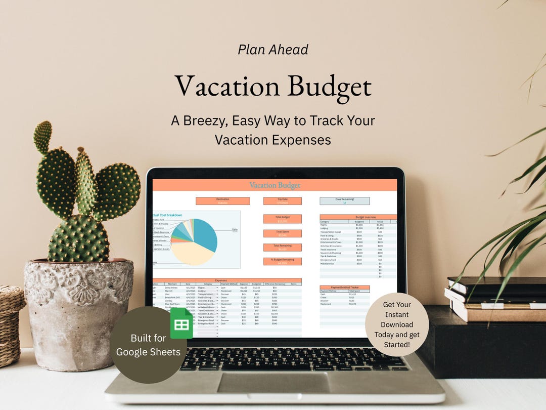 Vacation Budget Planner: Google Sheets Travel Expense Tracker (digital ...