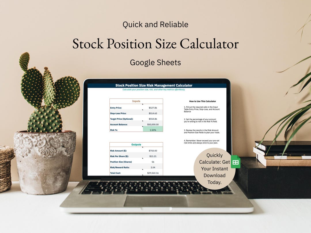 Stock Position Size Calculator | Risk Management Template for Google ...