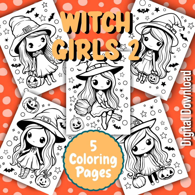 Magical Girl Witches Coloring Pages Bundle - Etsy