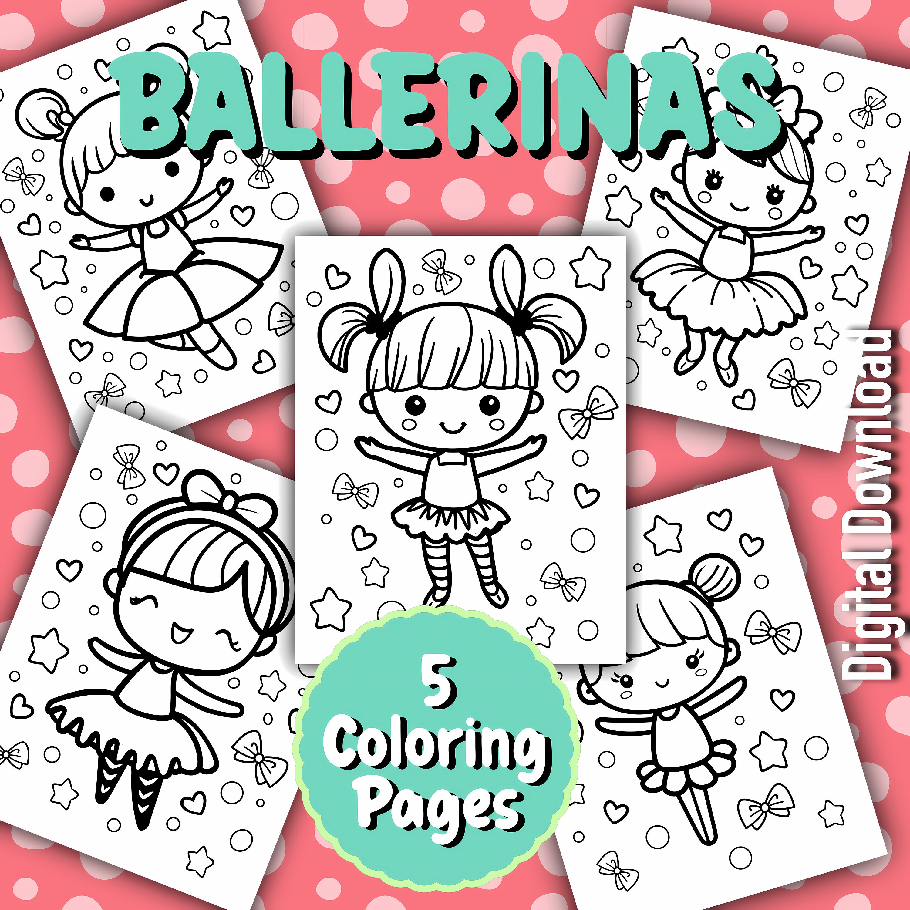 Ballerina Dreams Coloring Pages Bundle for Kids - Etsy