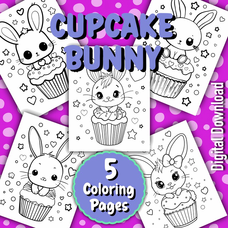 Cute Bunny Coloring Pages Bundle - Etsy