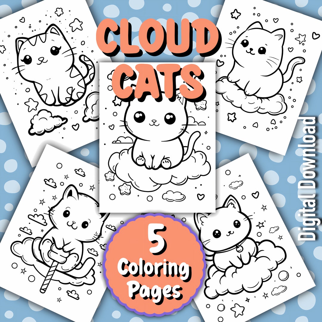 Purrfectly Cute Cats Coloring Pages Bundle - Etsy