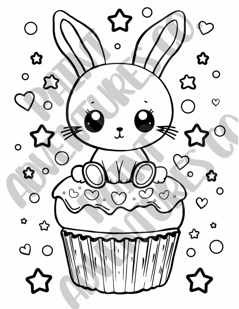 Cute Bunny Coloring Pages Bundle - Etsy