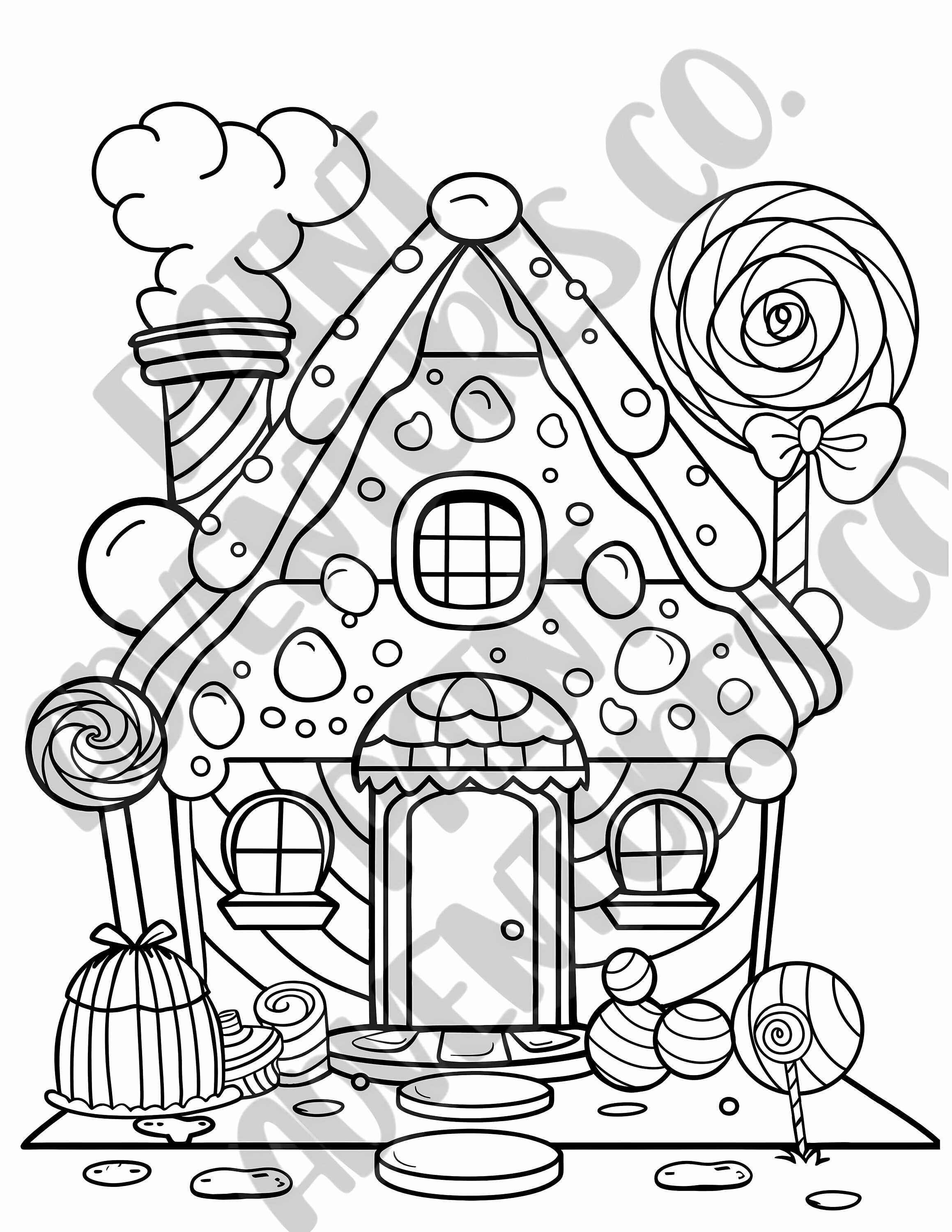 Candy Houses Coloring Pages Bundle - Etsy