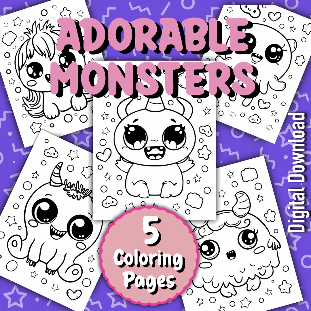 Monstrous Fun Coloring Pages Bundle for Kids - Etsy
