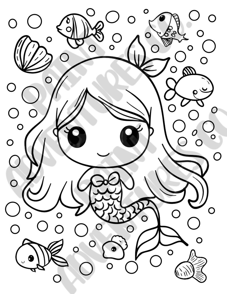 Magical Mermaid Coloring Pages Bundle for Kids - Etsy