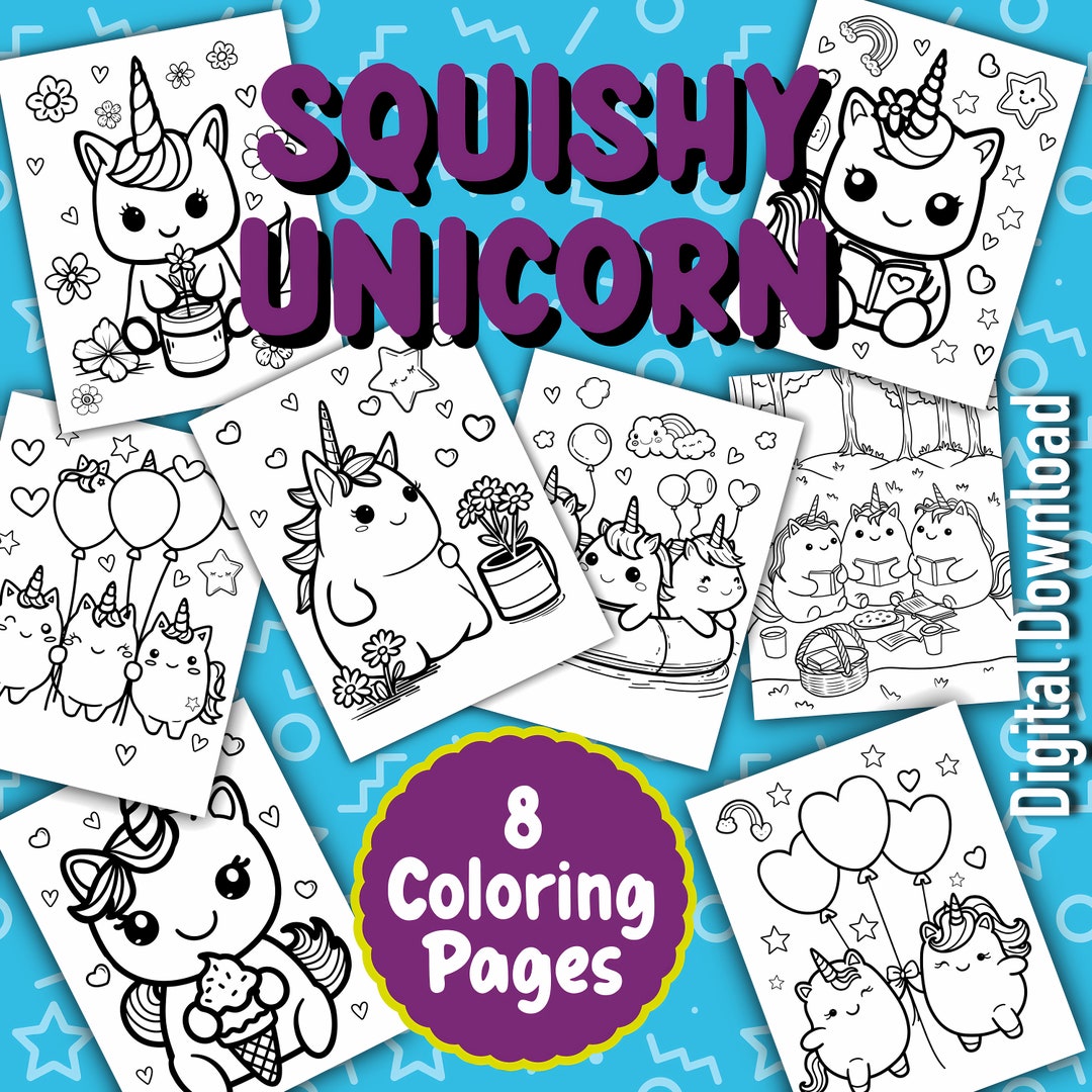 Squishy Magic: Unicorn Coloring Pages Bundle - Etsy