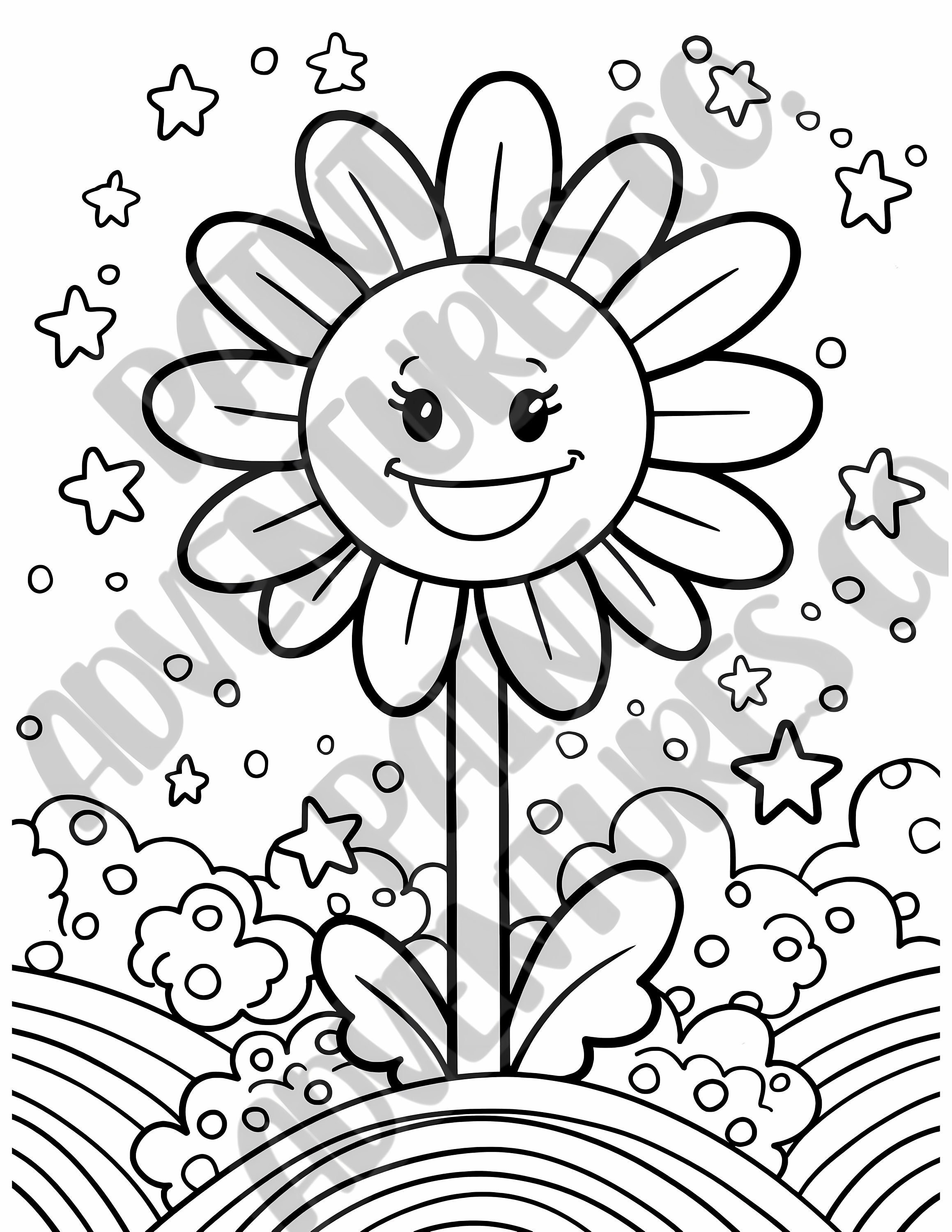 Cute Blossoms Coloring Pages Bundle - Etsy