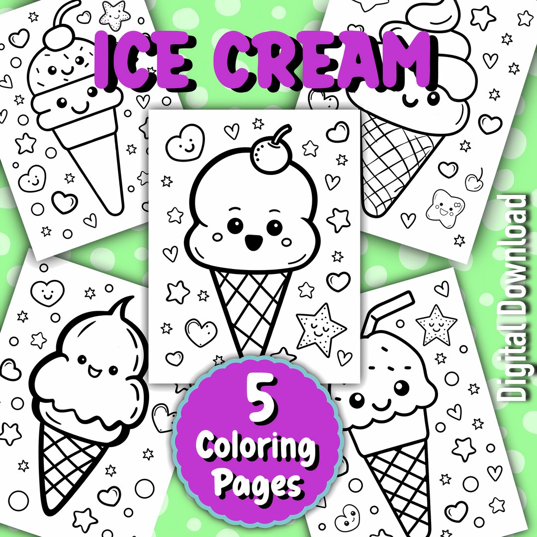 Ice Cream Delight Coloring Pages Bundle - Etsy