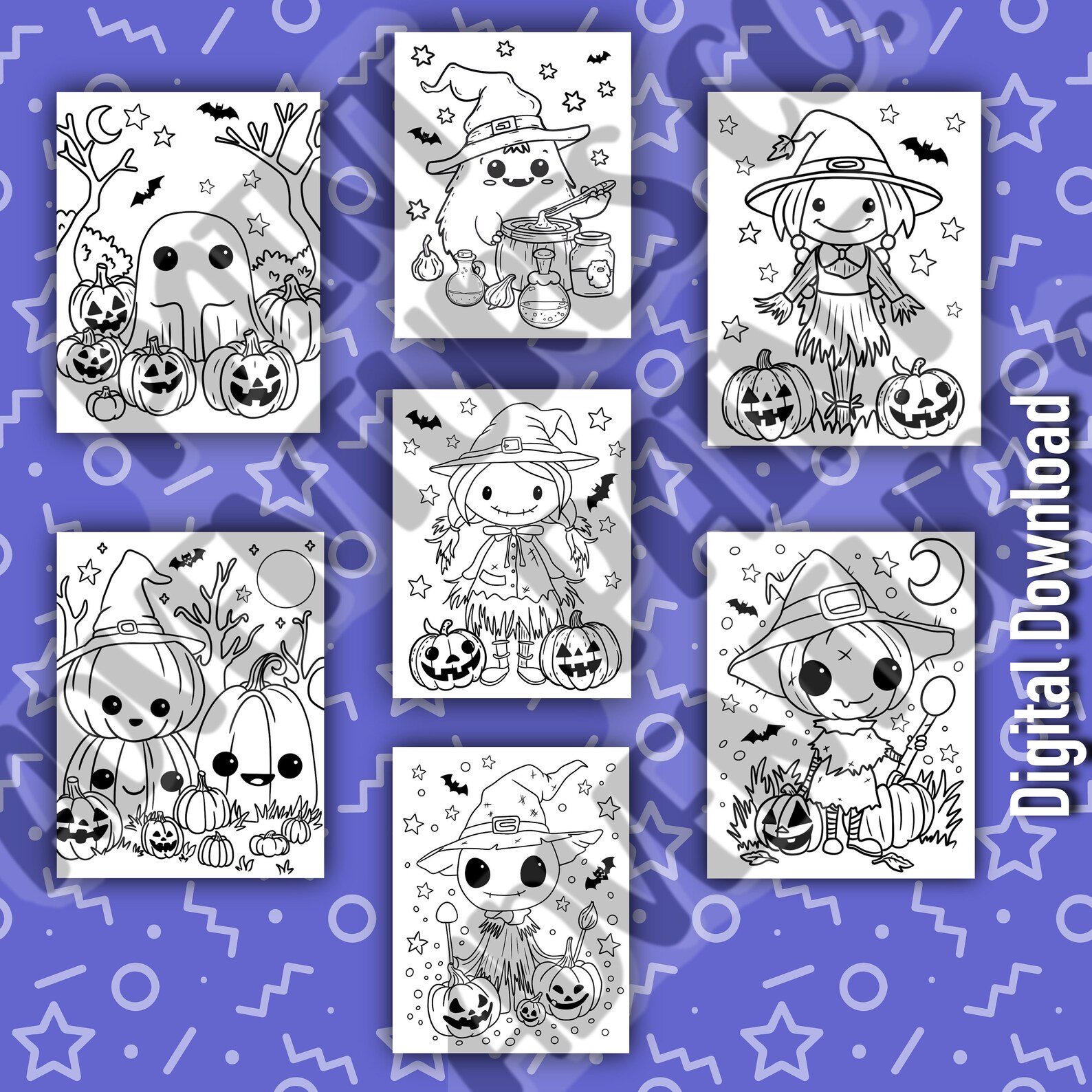 Halloween Big Bundle 60 Coloring Pages - Etsy