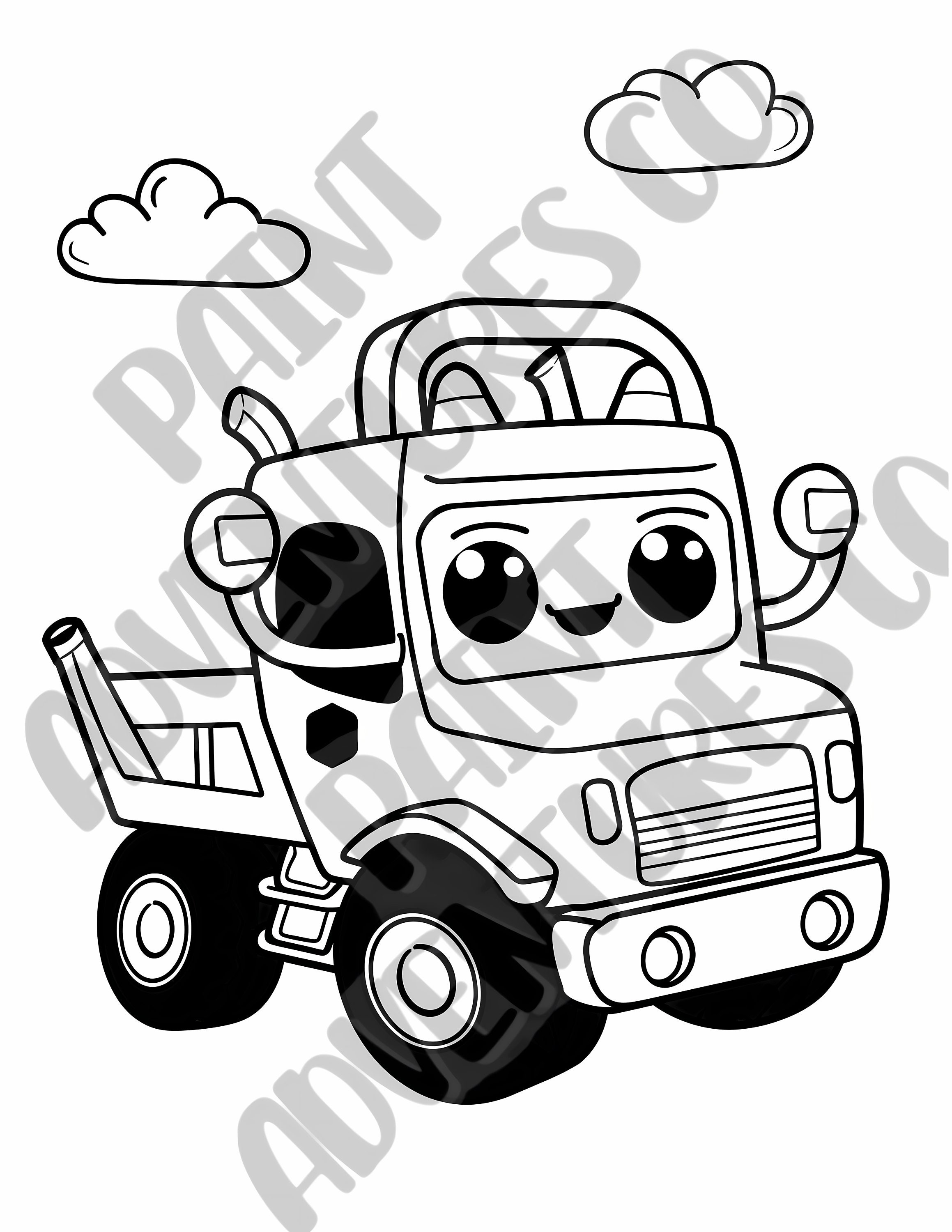 Mighty Trucks Coloring Fun: Kids' Coloring Page Collection - Etsy